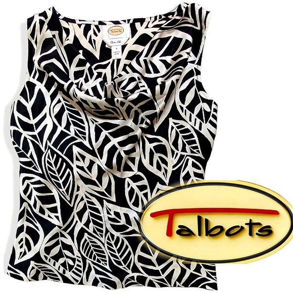Talbots | Tops | Talbots Silk Draped Neck Leaf Print Top 4 | Poshmark